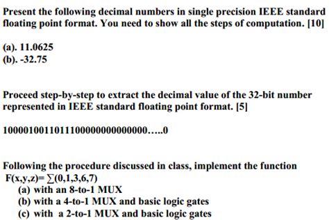 Present The Following Decimal Numbers In Single Chegg
