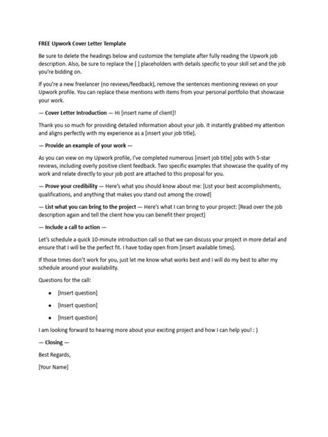Free Upwork Cover Letter Templatedocx Pdf