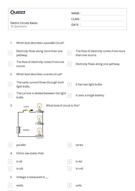 50 Circuits Worksheets For 11th Grade On Quizizz Free And Printable