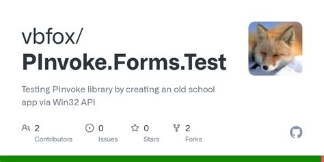 Github Vbfox Pinvoke Forms Test Testing Pinvoke Library By Creating An Old School App Via