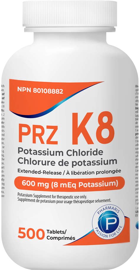 Potassium Chloride Extended Release 500 Tablets 600 Mg 8 Meq Potassium