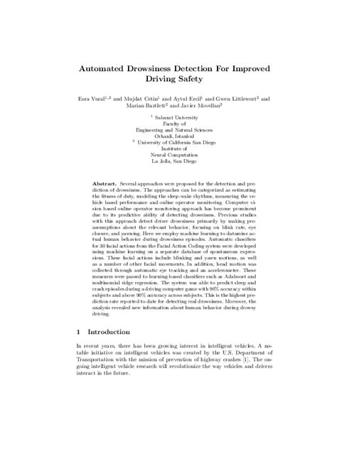 Pdf Automated Drowsiness Detection For Improved Driving Safety