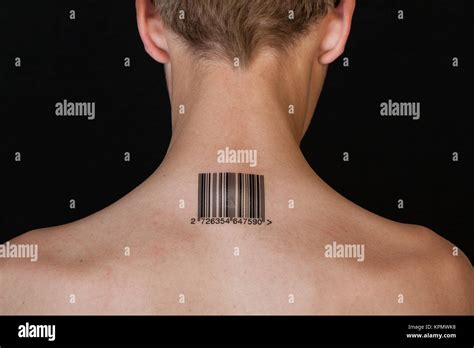 Shirtless Individual Stamped With Bar Code On Neck Stock Photo Alamy