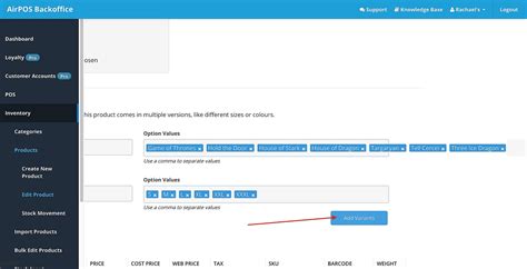 Adding And Editing Product Variants