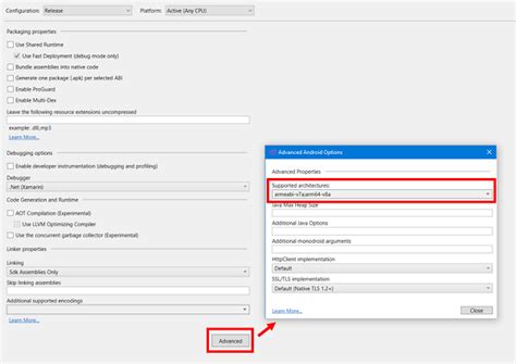 how to build 64 bit xamarin android application msdevbuild
