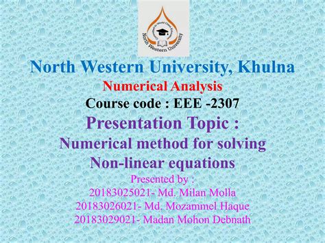 numerical method for solving non linear equations pdf