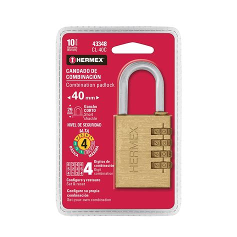 Candado De CombinaciÓn 40 Mm Cuerpo De LatÓn Hermex 43348