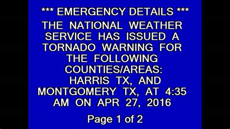 Eas Tornado Warning For Houston Tx Youtube