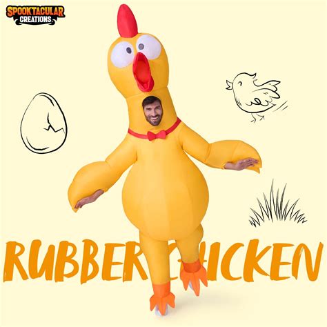 Adults Halloween Inflatable Rubber Chicken Costume Full Body Blow Up