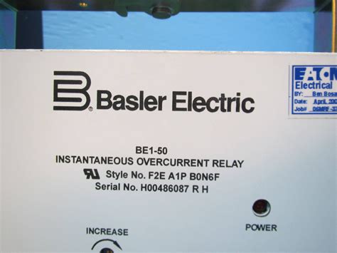 Basler Electric Be1 50 Instantaneous Overcurrent Relay F2e A1p B0n6f Bei50 Be150 Np1624 1