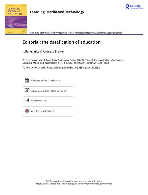 pdf editorial the datafication of education