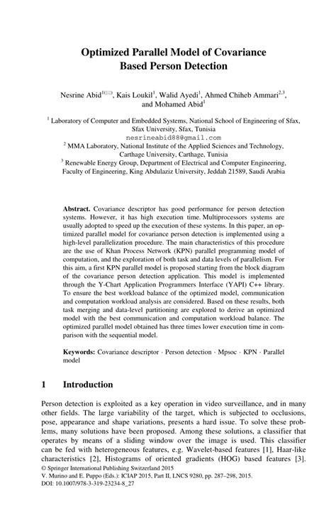 Pdf Optimized Parallel Model Of Covariance Based Person Detection