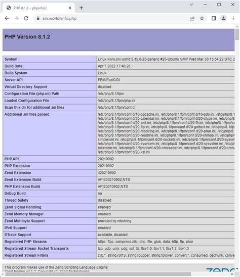 Ubuntu 2204 Lts Apache2 Php Php Fpm Server World