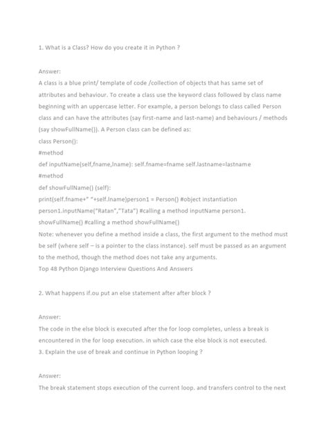Interview Questions Python Pdf Class Computer Programming Python Programming Language