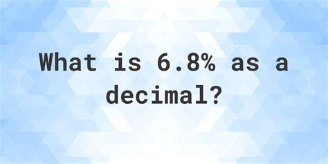 As A Decimal Calculatio
