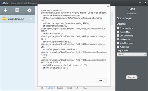 Compiling Sass Not Working · Issue 594 · Oklaikoala · Github