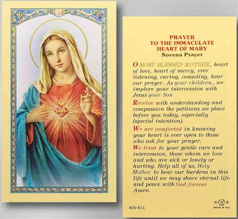 Immaculate Heart Of Mary Prayer Card Houses For Rent Near Me