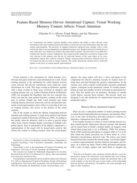 Pdf Feature Based Memory Driven Attentional Capture Visual Working