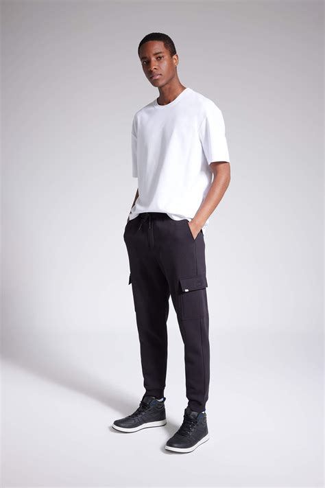 أسود رجالي بنطلون سويت بانتس قصة عادية بجيب كارجو 2784764 Defacto