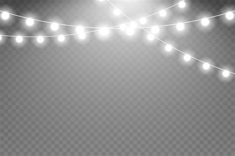 투명 한 배경에 고립 된 크리스마스 조명 Xmas 홀리데이 인사말 카드 디자인에 빛나는 조명 화환 크리스마스 장식 0명에 대한