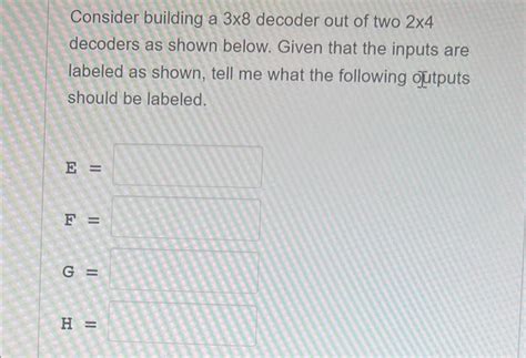 Solved Consider Building A 38 Decoder Out Of Two 24 Chegg
