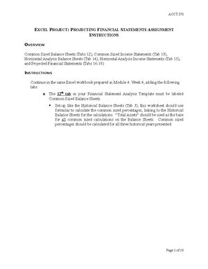 Excel Project Historical Financial Statements Assignment Instructions EXCEL PROJECT