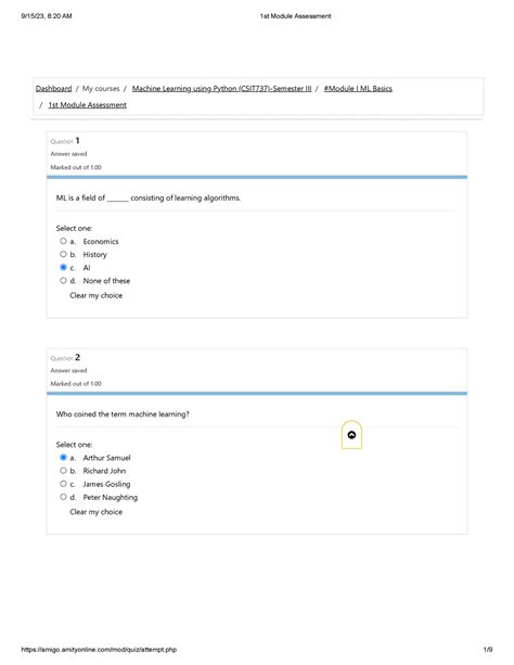 1st module assessment 28 marks machine learning using python csit737
