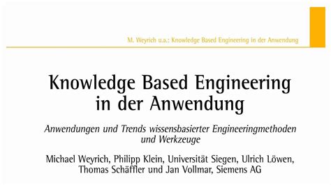 Knowledge Based Engineering Applications Of Engineering Methods And