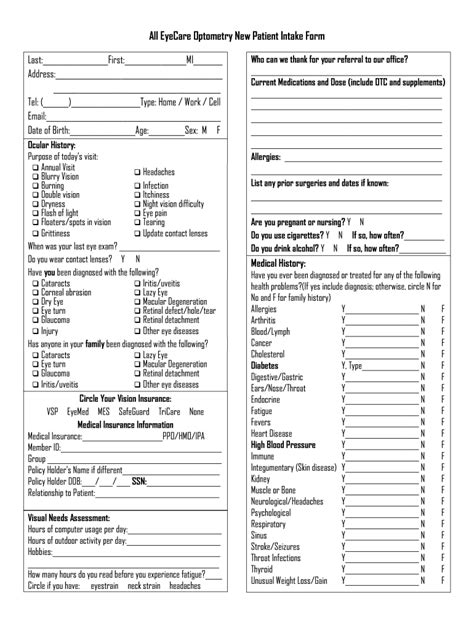 All Eyecare Optometry New Patient Intake Form Fill Online Printable Fillable Blank Pdffiller