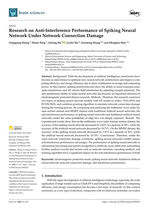 Pdf Research On Anti Interference Performance Of Spiking Neural Network Under Network
