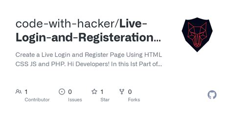 Github Code With Hacker Live Login And Registeration Form Create A Live Login And Register