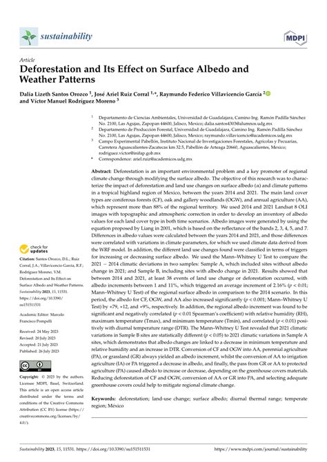 Pdf Deforestation And Its Effect On Surface Albedo And Weather Patterns