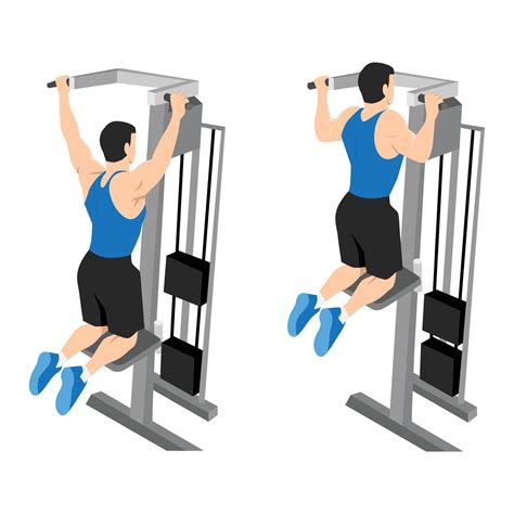 Man Doing Pull Ups Exercise Machine Or Assisted Pull Up 22101583
