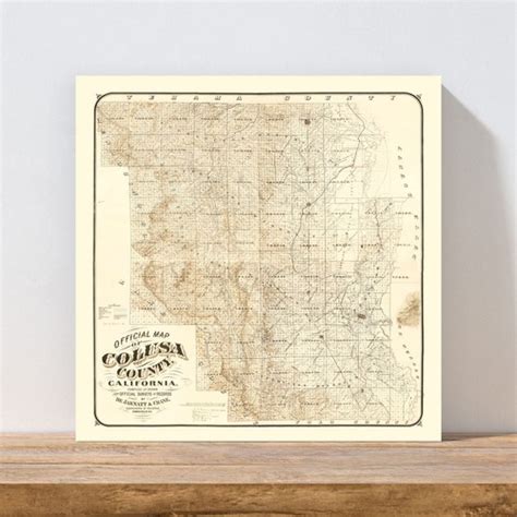 Old Map Of Colusa County Ca 1885 Vintage California Art Ebay