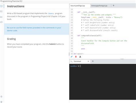 Solved Programming Exercise 82 Bouncywithguiру