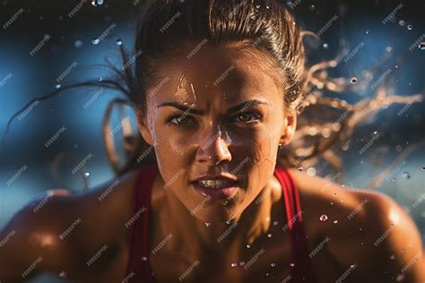 Premium Ai Image Fit Swimmer Training In The Swimming Pool Professional Female Swimmer Inside