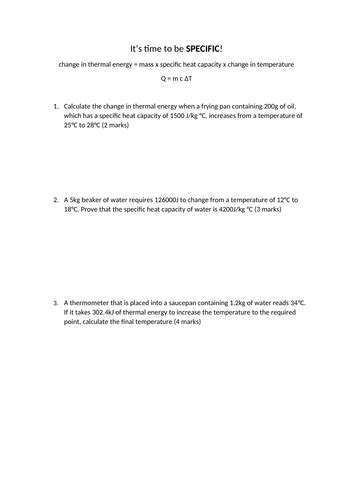 Aqa Gcse Physics Topic 1 Revision Energy Teaching Resources