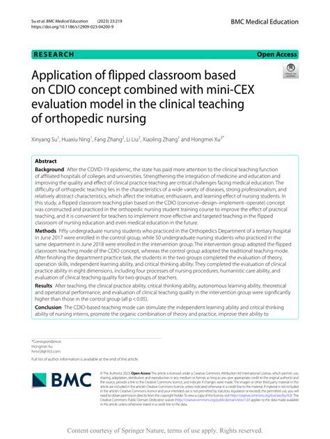 Pdf Application Of Flipped Classroom Based On Cdio Concept Combined With Mini Cex Evaluation