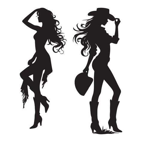 Cowgirl Silhouette Collection For Western Themed Graphics Design