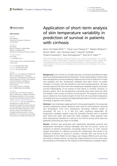 Pdf Application Of Short Term Analysis Of Skin Temperature Variability In Prediction Of