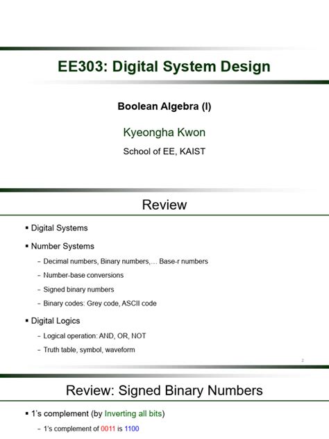 Lecture 2 1 Boolean Algebra I Pdf Boolean Algebra Teaching
