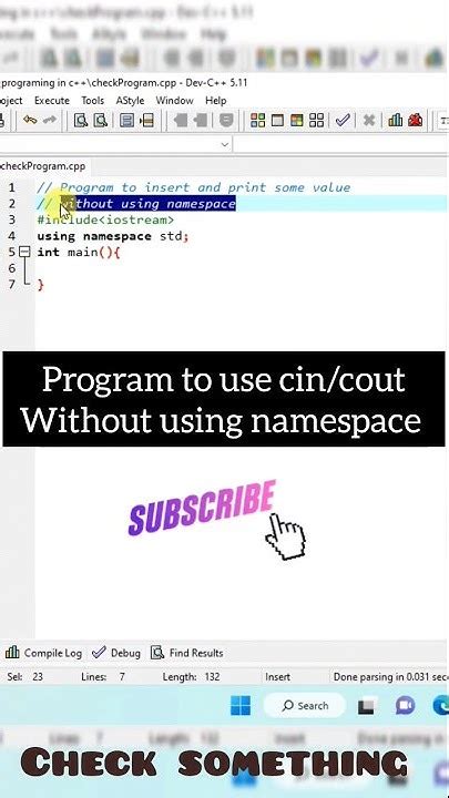 C Program To Avoid Using Namespace Std Shorts Programming C