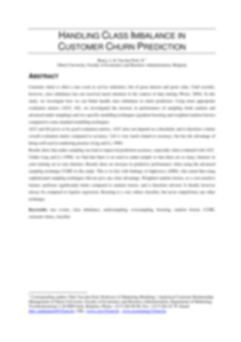 Solution Handling Class Imbalance In Customer Chu Studypool