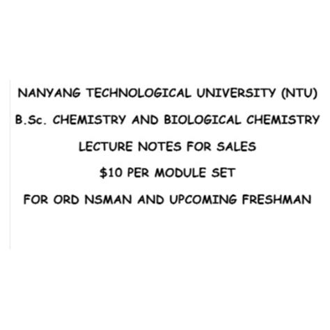 University Lecture Note Ntu Chemistry And Biological Chemistry Cbc Softcopy Hobbies