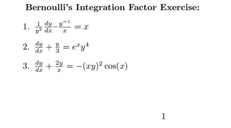Solved Bernoullis Integration Factor Exercise 1