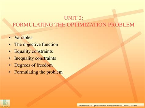 Ppt Unit 2 Formulating The Optimization Problem Powerpoint