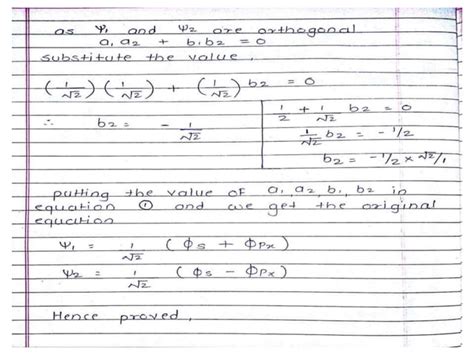 HYBRIDISATION Derivation Of Wave Function For The Following Orbital Hybridisation Type Sp
