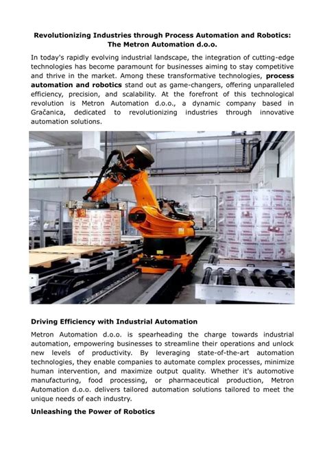 Ppt Revolutionizing Industries Through Process Automation And Robotics The Metron Automation