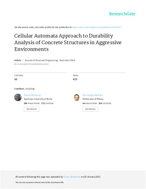 Pdf Cellular Automata Approach To Durability Analysis Of Concrete Structures In Aggressive