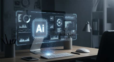 Ai Technology On Computer Screen With Data Visualizations Stock Illustration Illustration Of